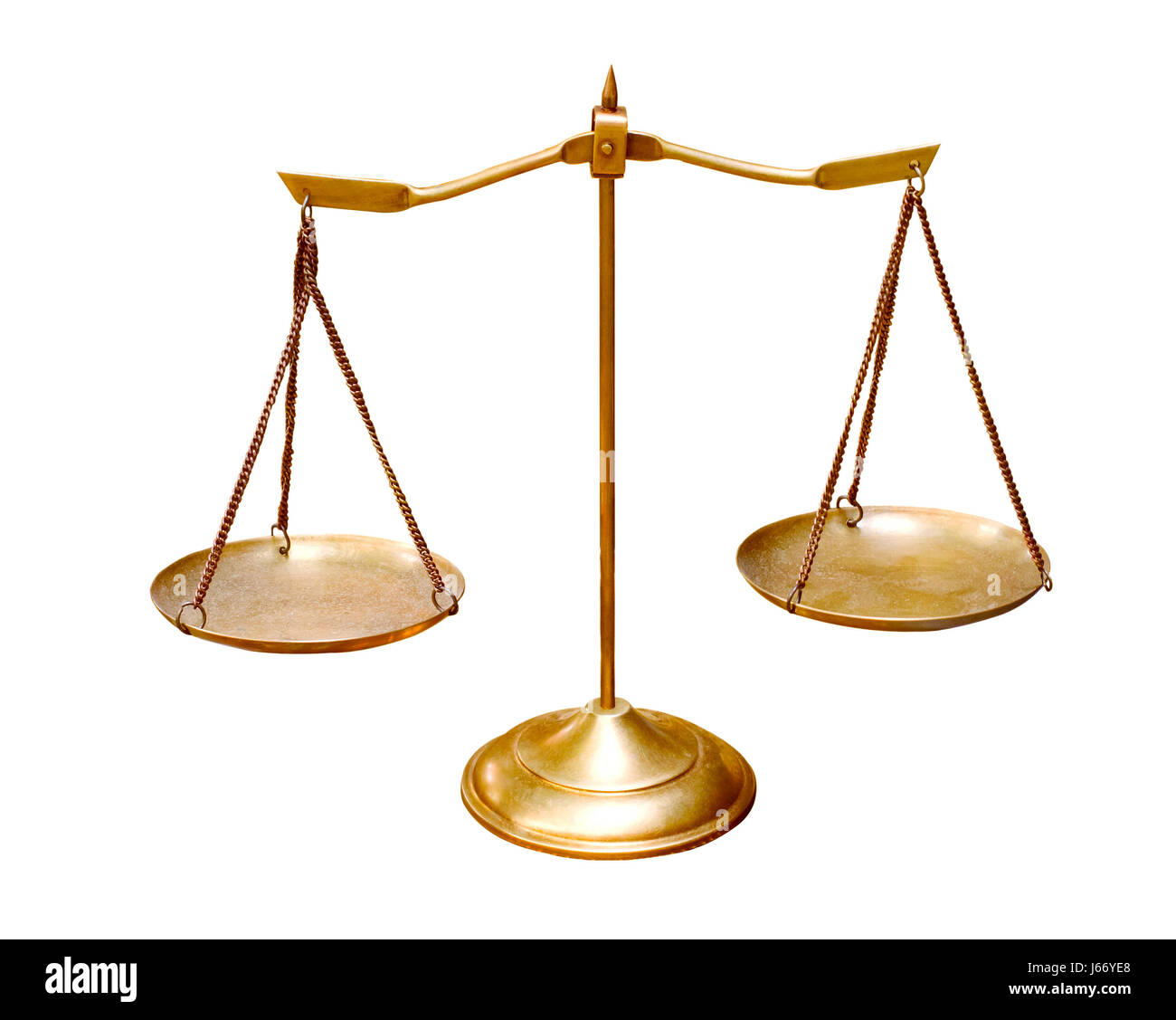 gold brass balance scale isolated on white background use for ...
