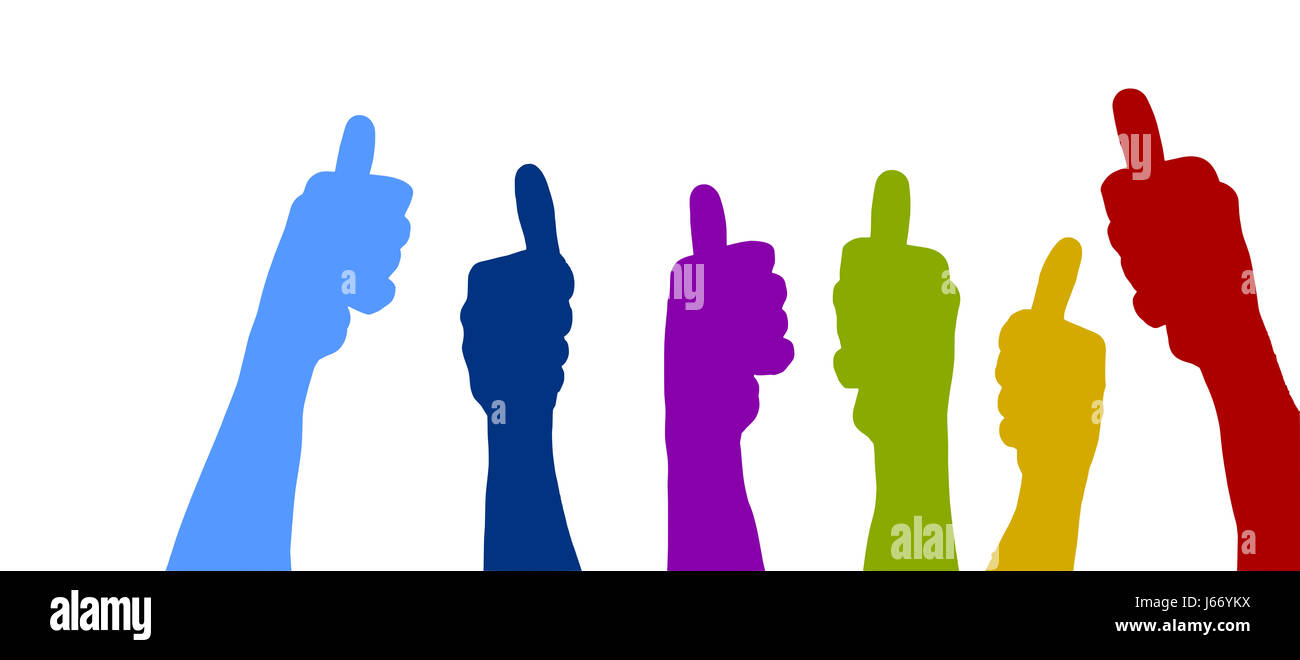 Rainbow colored thumbs up on a white background, illustration Stock ...