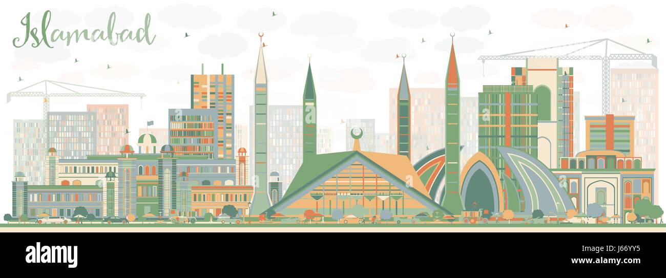 Abstract Islamabad Skyline with Color Buildings. Vector Illustration ...