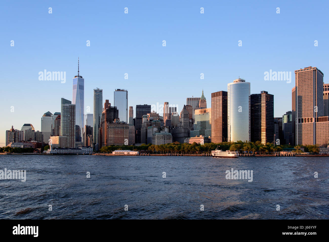 View on Manhattan and New York Harbor Stock Photo - Alamy