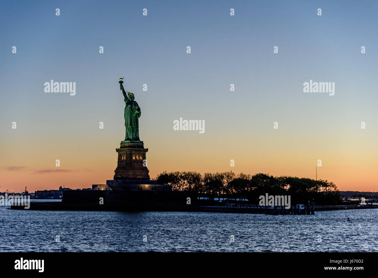 View on Manhattan and New York Harbor Stock Photo - Alamy