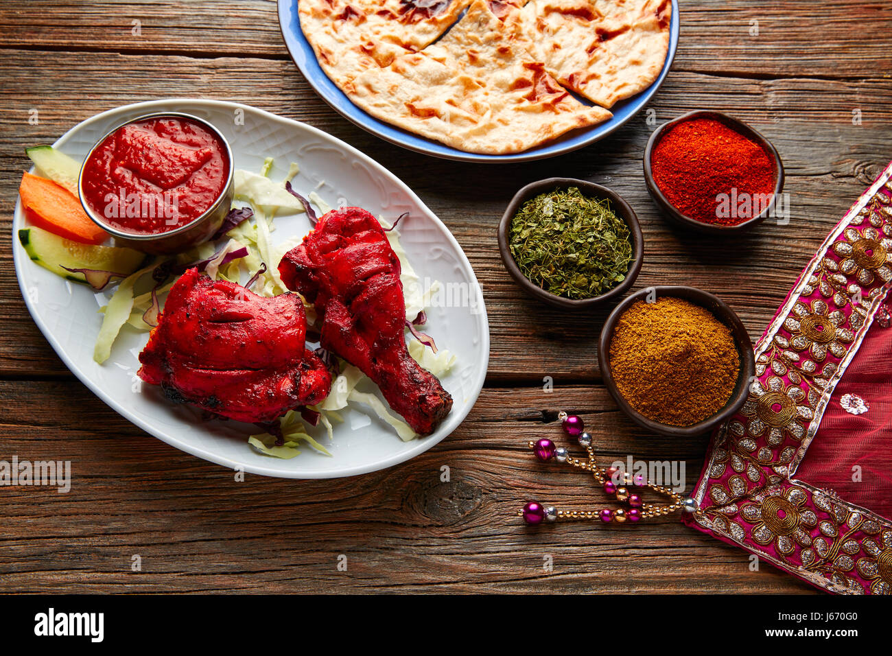 Indian Tandoori chicken recipe with spices Stock Photo - Alamy