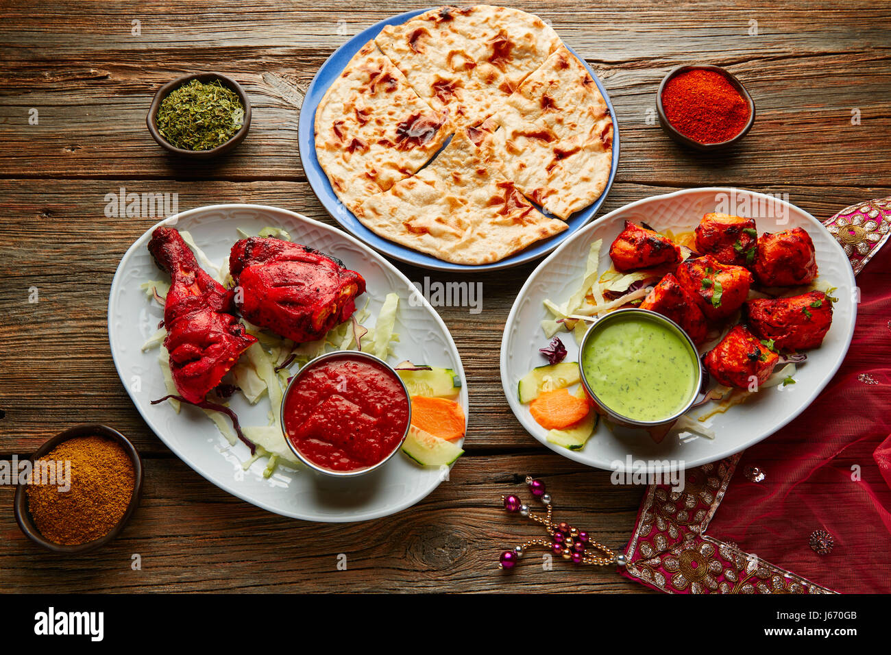 Chicken Tandoori and Chicken Tikka indian food recipes Stock Photo - Alamy