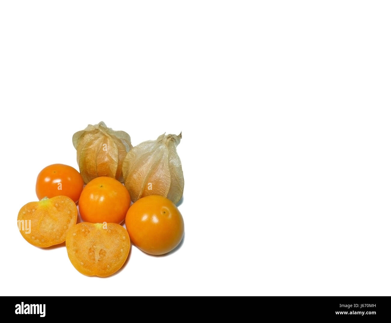Vibrant yellow ripe Cape Gooseberries isolated on white background ...