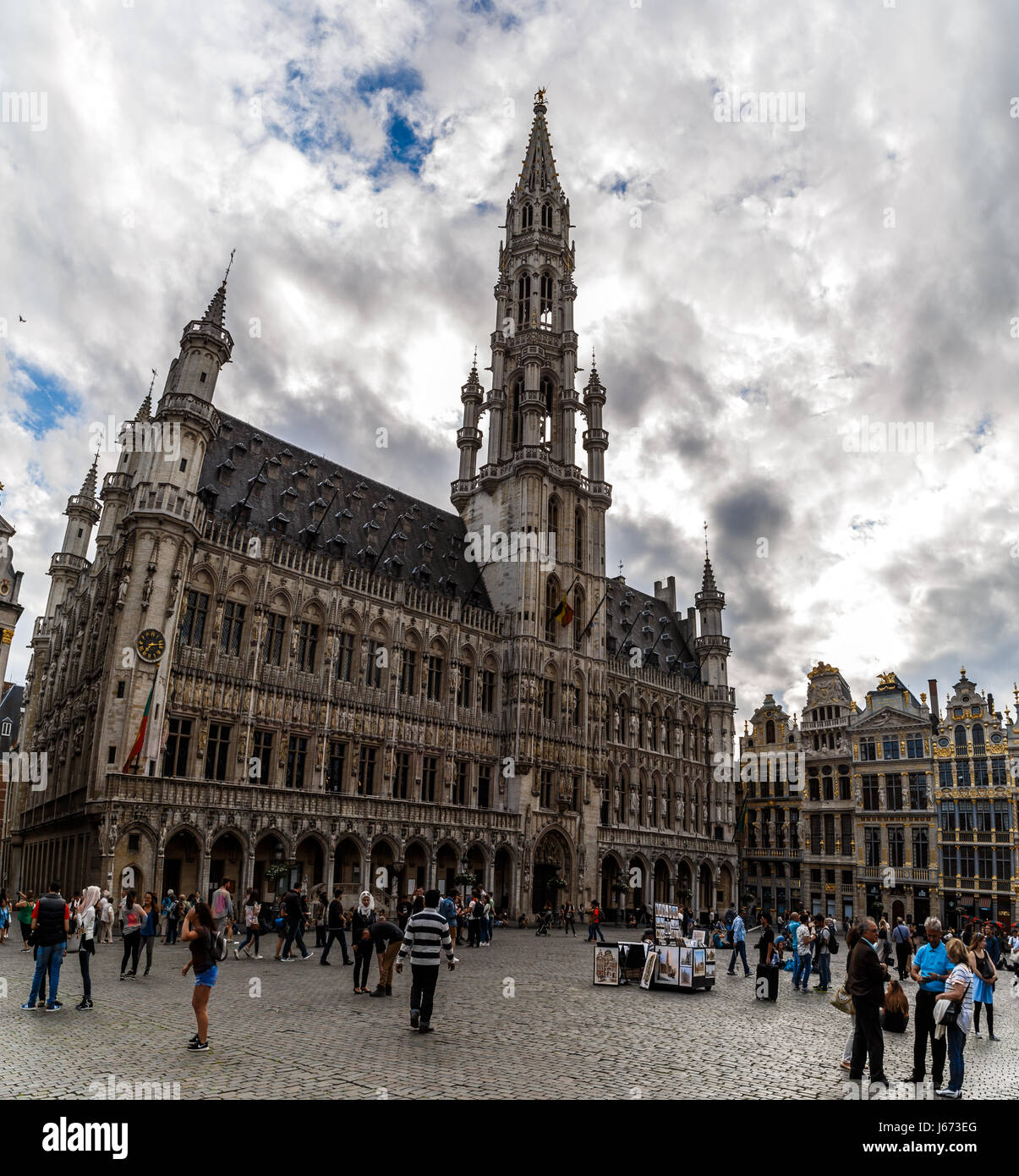 BRUSSELS, BELGIUM - JULY 8, 2016 : Panoramic view, medieval Brussels ...