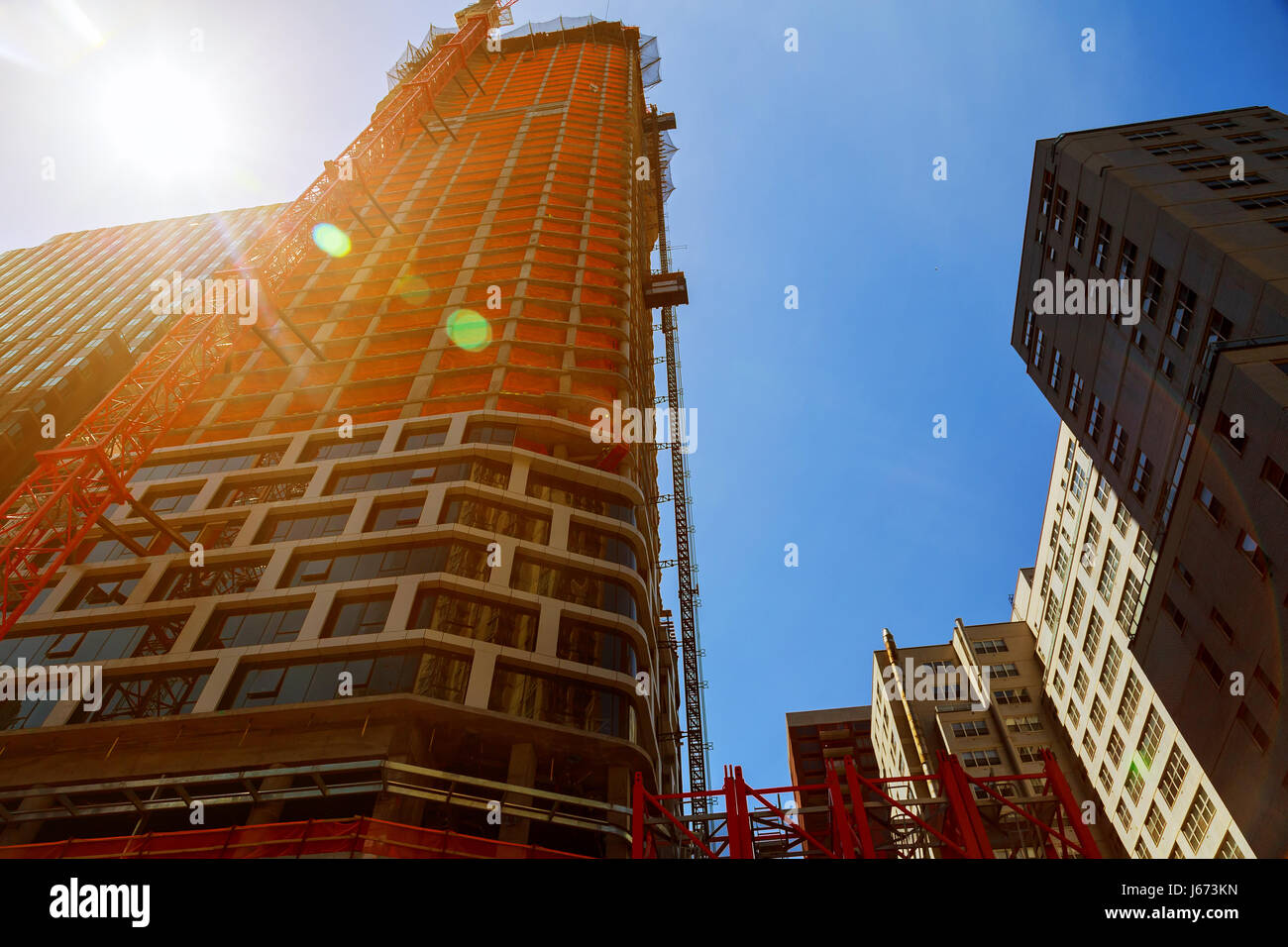 construction of skyscrapers in New York Building under construction in ...