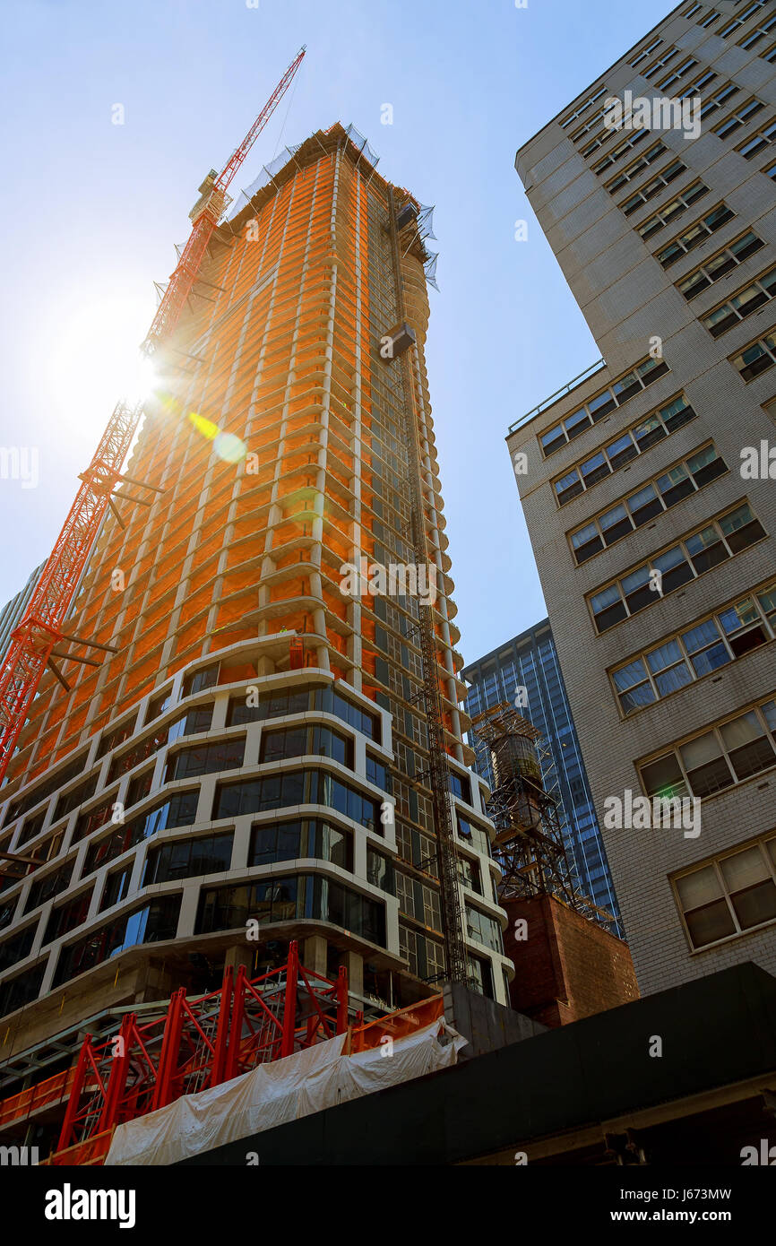 construction of skyscrapers in New York Building under construction in ...