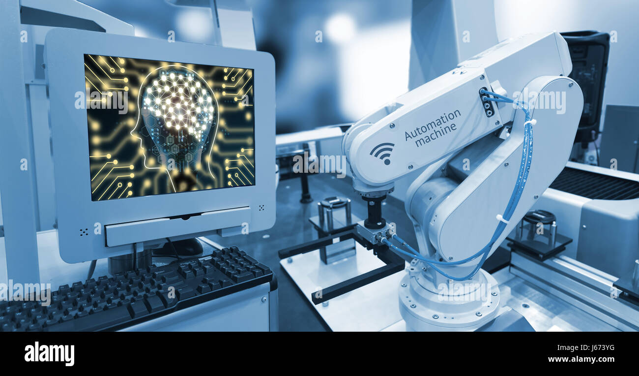 Industry 4.0 , Machine learning and artificial intelligence concept ...