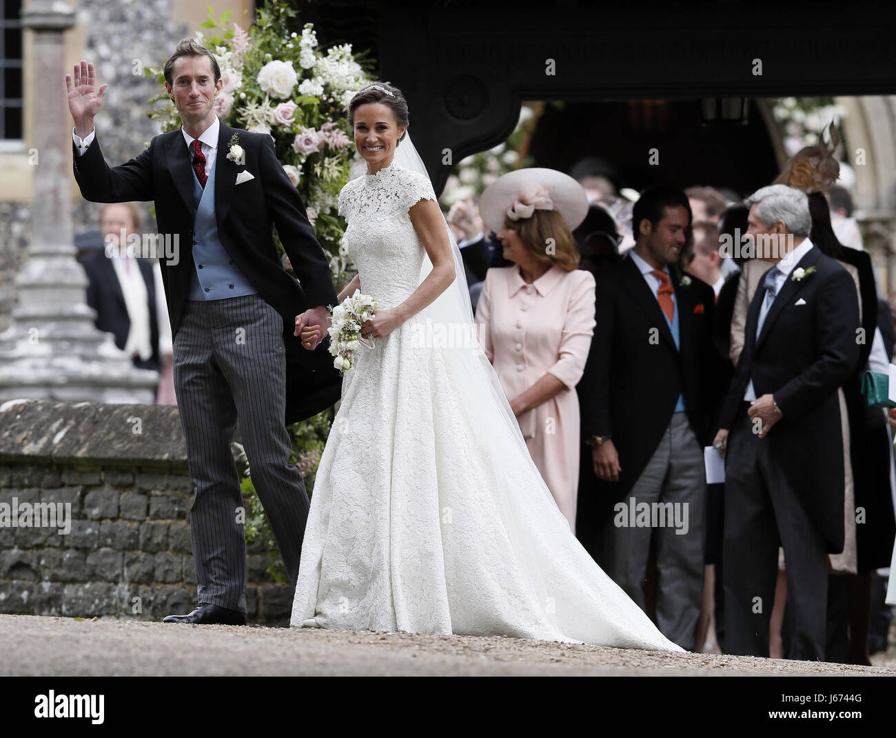 Pippa Middleton and James Matthews leave St Mark's church in Englefield, Berkshire, following ...