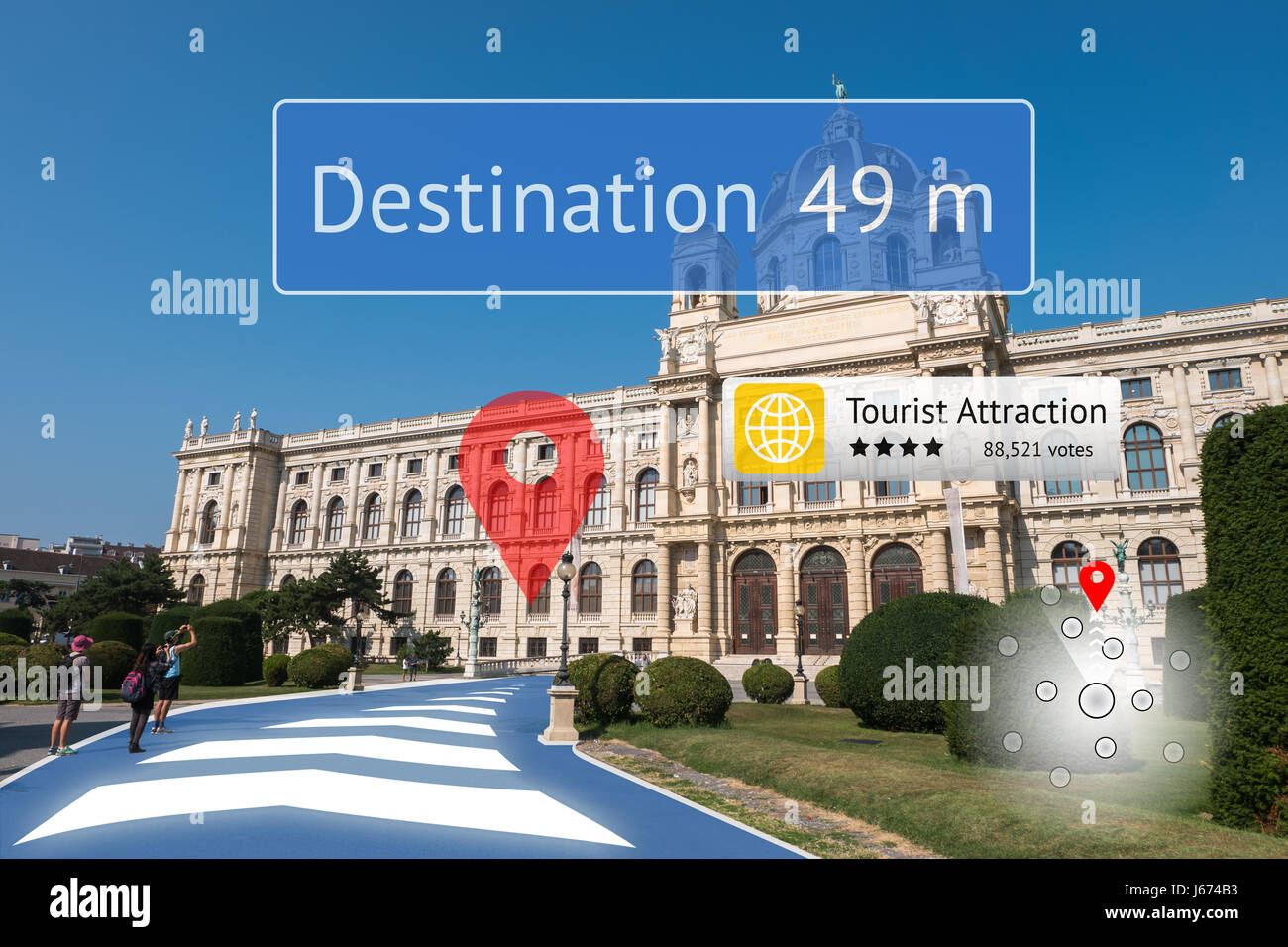 Augmented reality technology , Virtual Navigation concept. Graphic of ...
