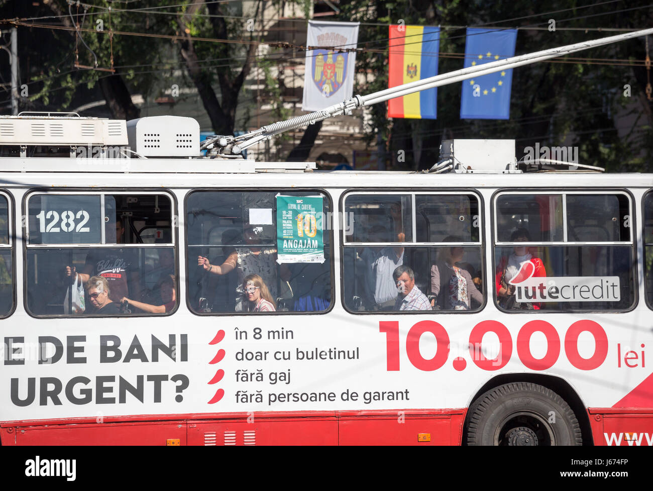 Chisinau, Moldova, trolley bus on the Bulevardul Stefan cel Mare si ...