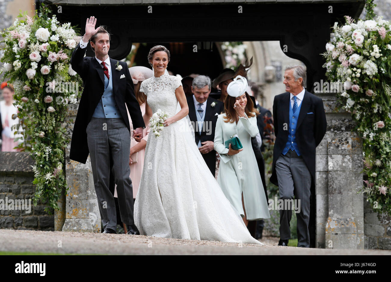 Pippa Middleton and her husband James Matthews leave St Mark's church in Englefield, Berkshire ...