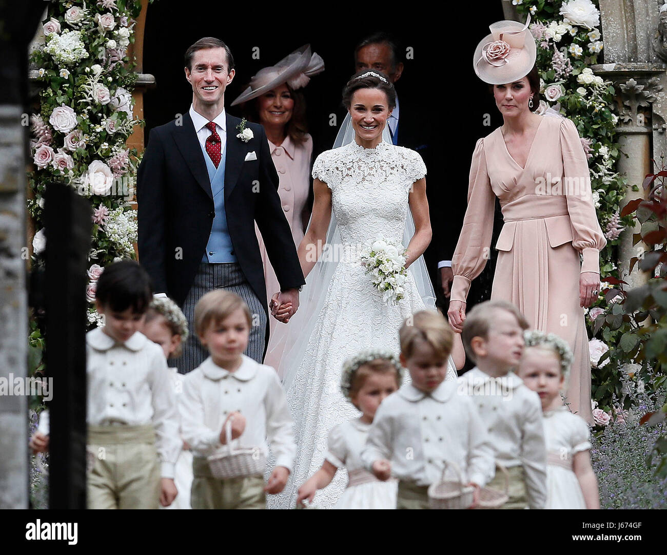 Pippa Middleton and her husband James Matthews leave St Mark's church in Englefield, Berkshire ...