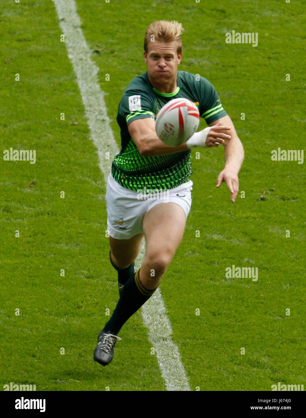 South Africa's Dylan Sage during day one of the HSBC London Sevens at ...