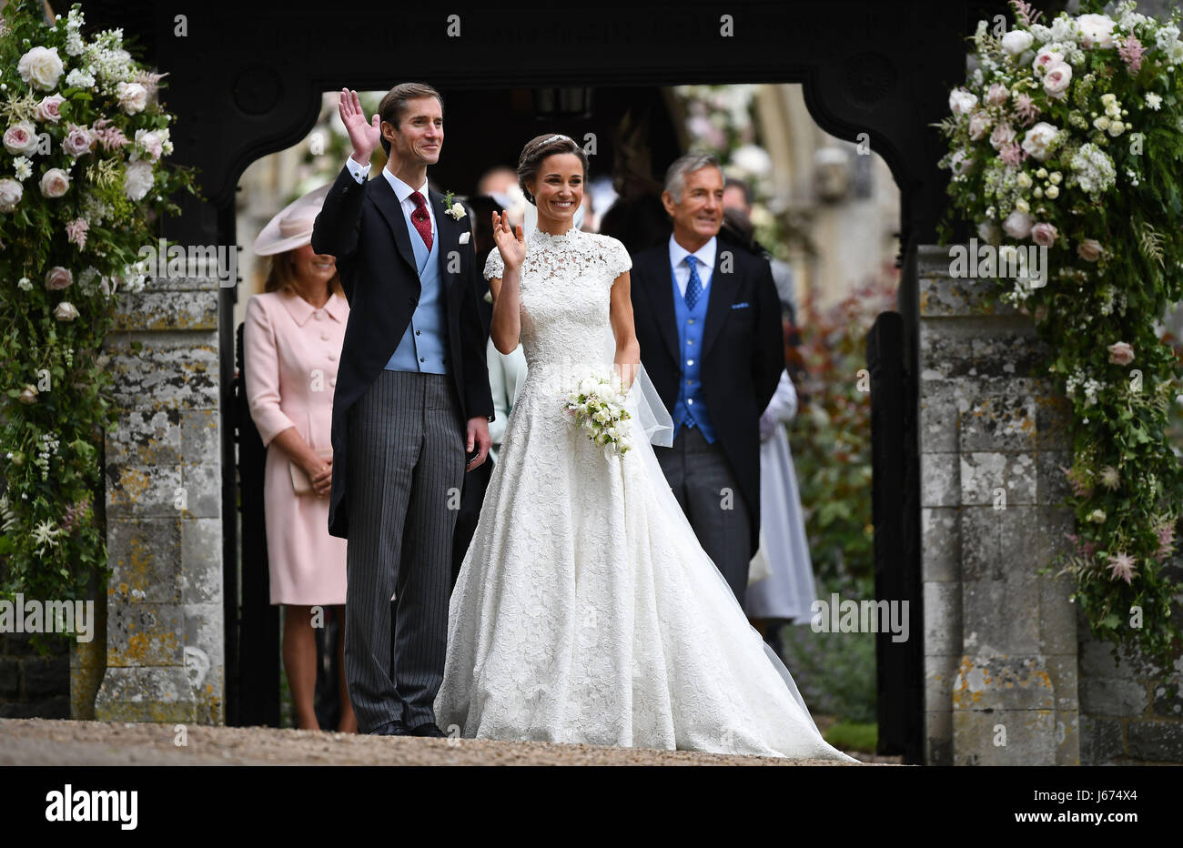 Pippa Middleton and her husband James Matthews leave St Mark's church in Englefield, Berkshire ...