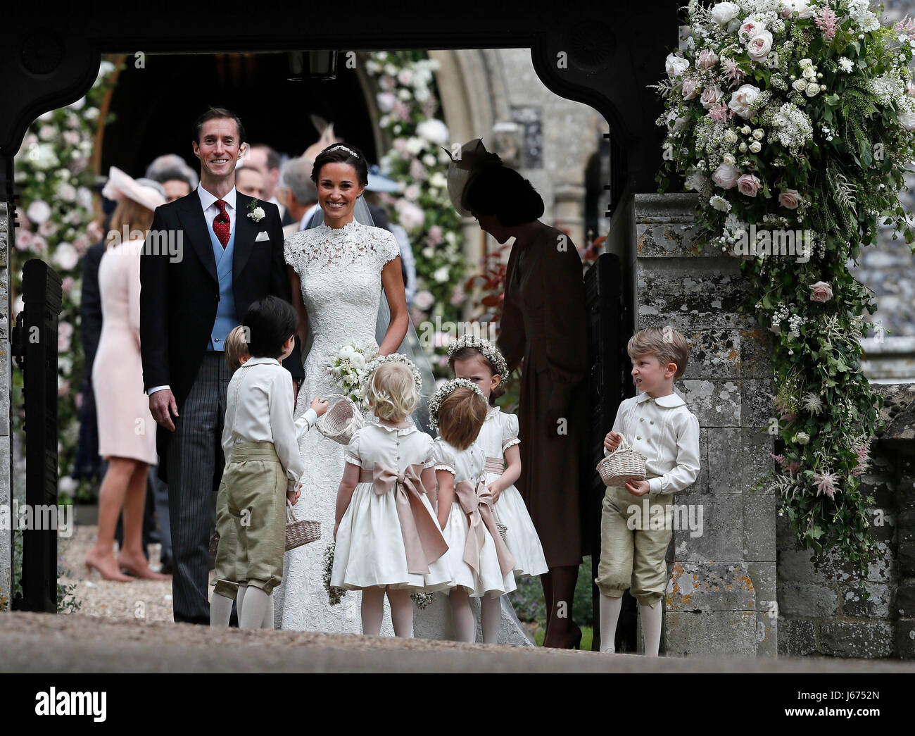 Pippa Middleton and James Matthews leave St Mark's church in Englefield, Berkshire, following ...