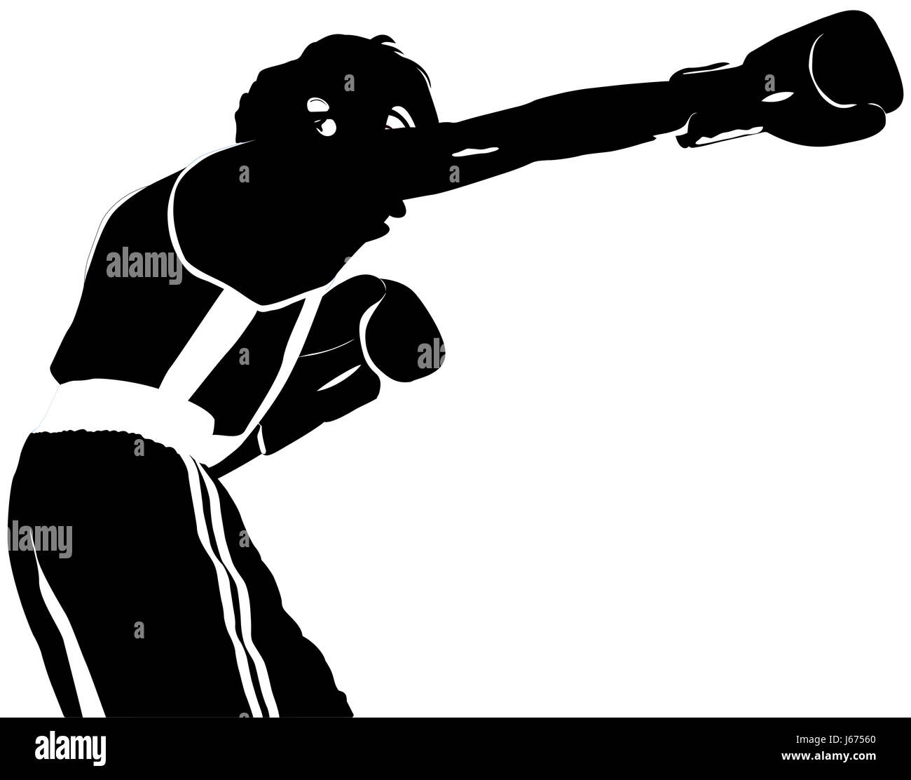 black silhouette boxer straight right punch to head Stock Photo - Alamy
