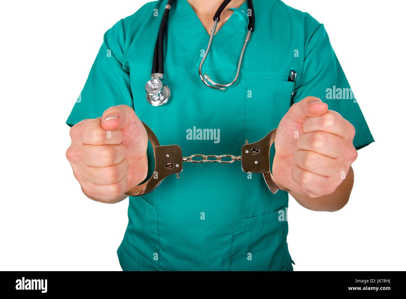 Close up photo of a handcuffed doctor hands Stock Photo - Alamy