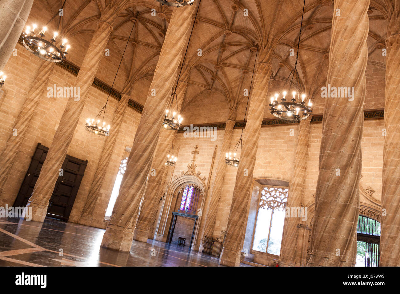 Amazing Silk Exchange buildings indoors. Valencia, Spain Stock Photo ...