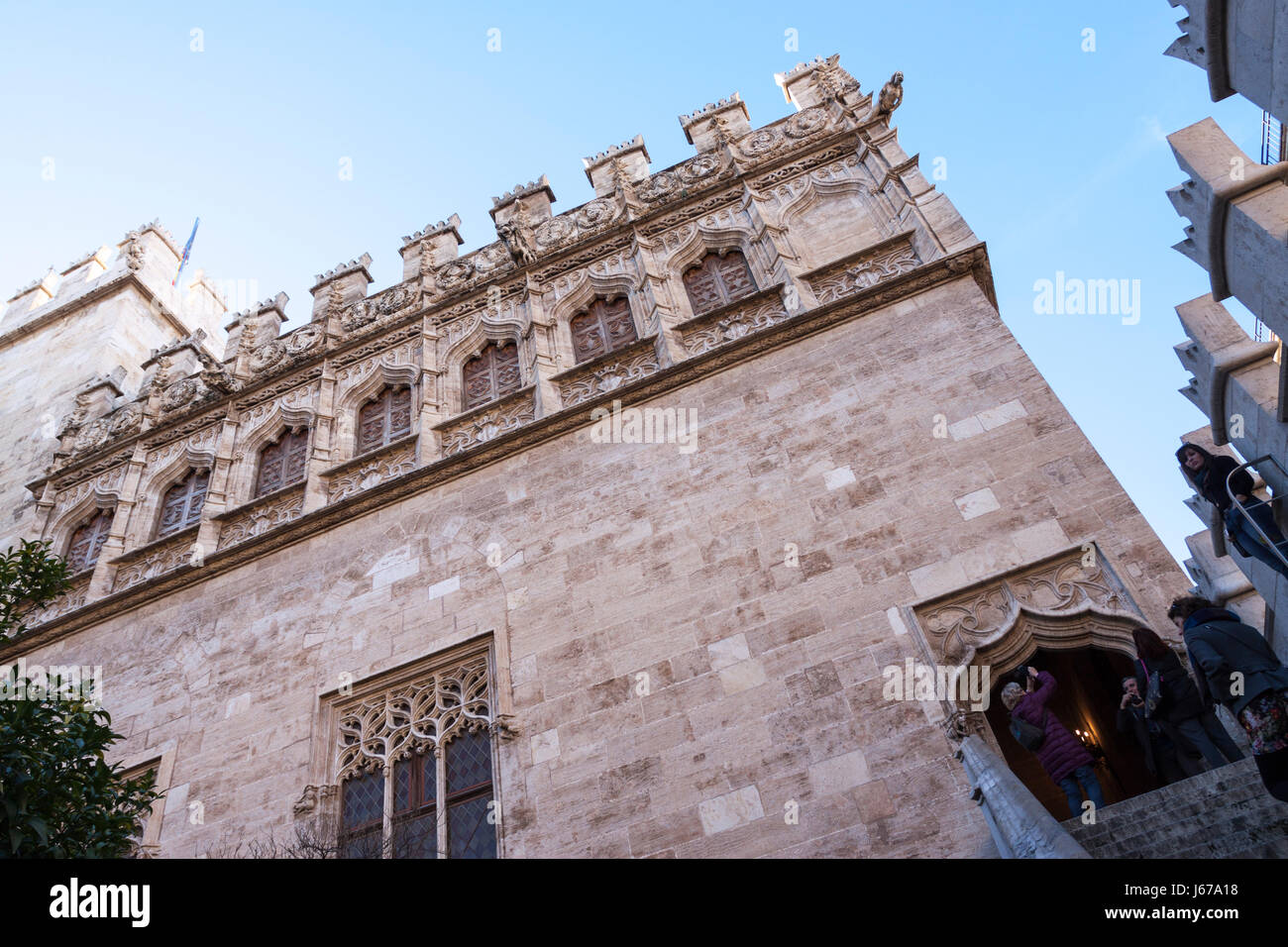 Amazing Silk Exchange buildings outside view. Valencia, Spain Stock ...
