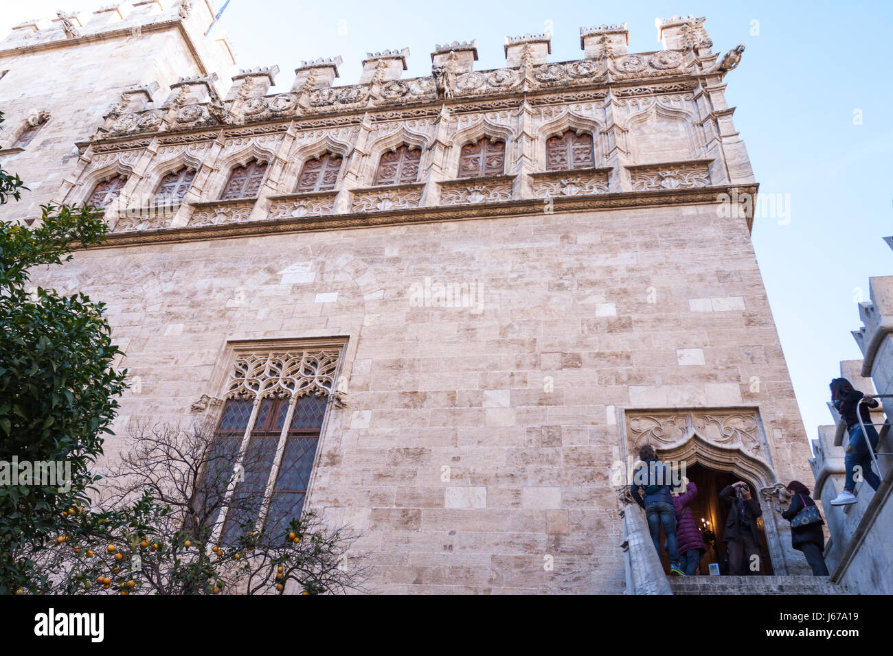 Amazing Silk Exchange buildings outside view. Valencia, Spain Stock ...