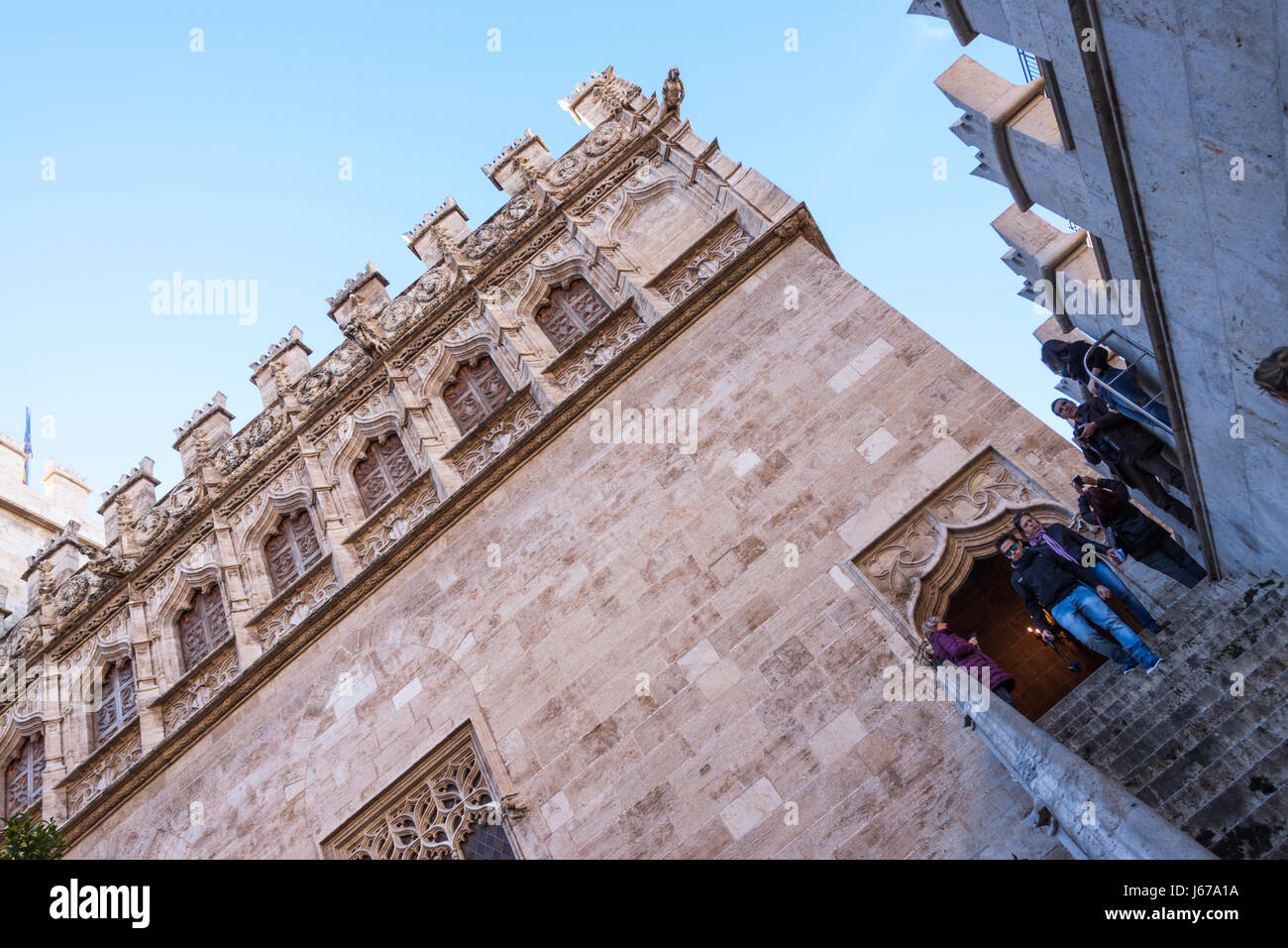Amazing Silk Exchange buildings outside view. Valencia, Spain Stock ...