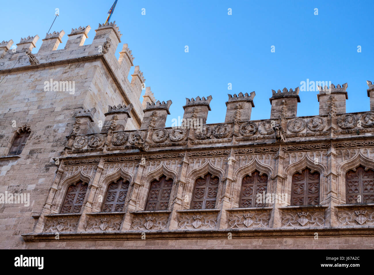 Amazing Silk Exchange buildings outside view. Valencia, Spain Stock ...