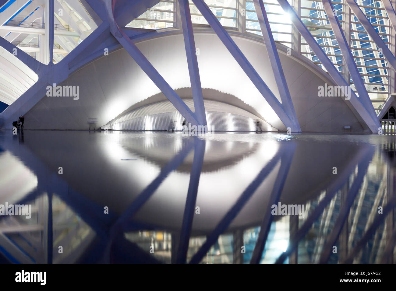 Prince Philip Science Museum reflected in the water at twilight ...