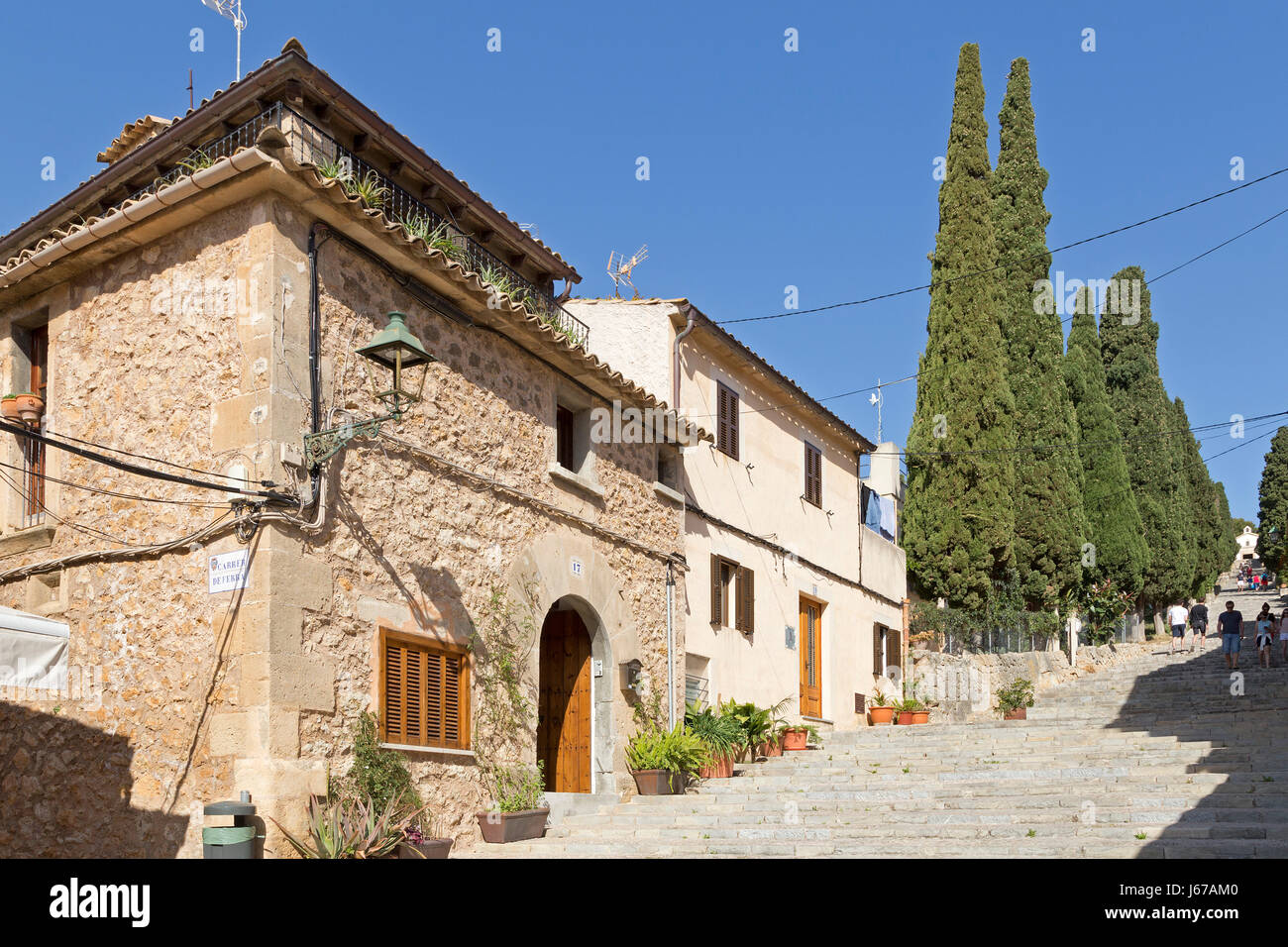 Calvary steps in Pollenca, Majorca, Spain Stock Photo - Alamy