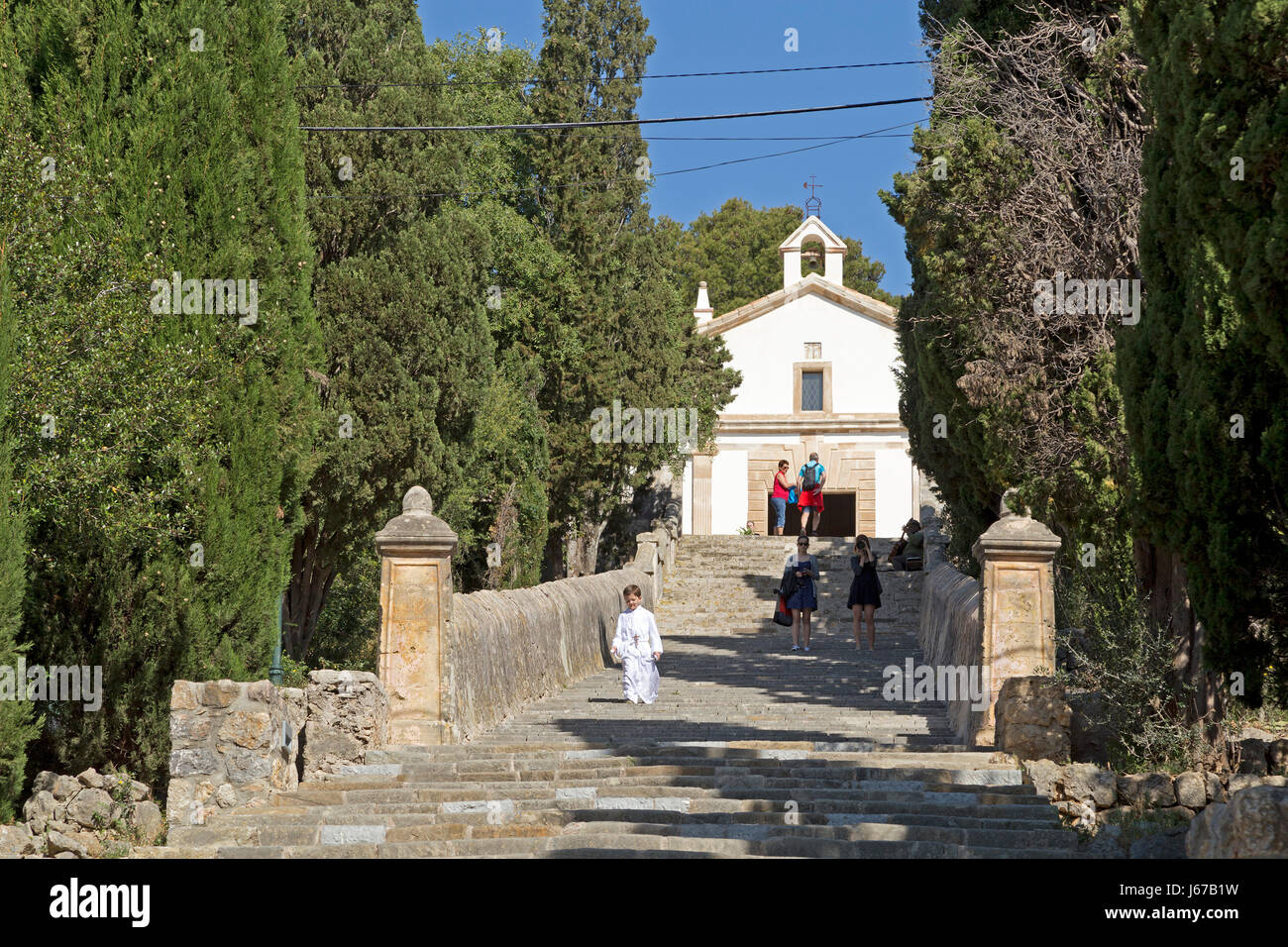 Calvary church and steps in Pollenca, Majorca, Spain Stock Photo - Alamy