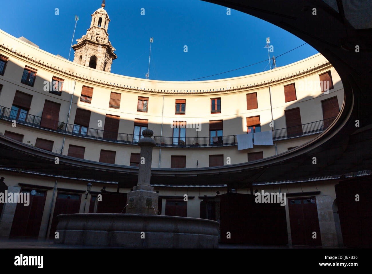 Buildings in redona square at dusk. Valencia, Spain Stock Photo - Alamy