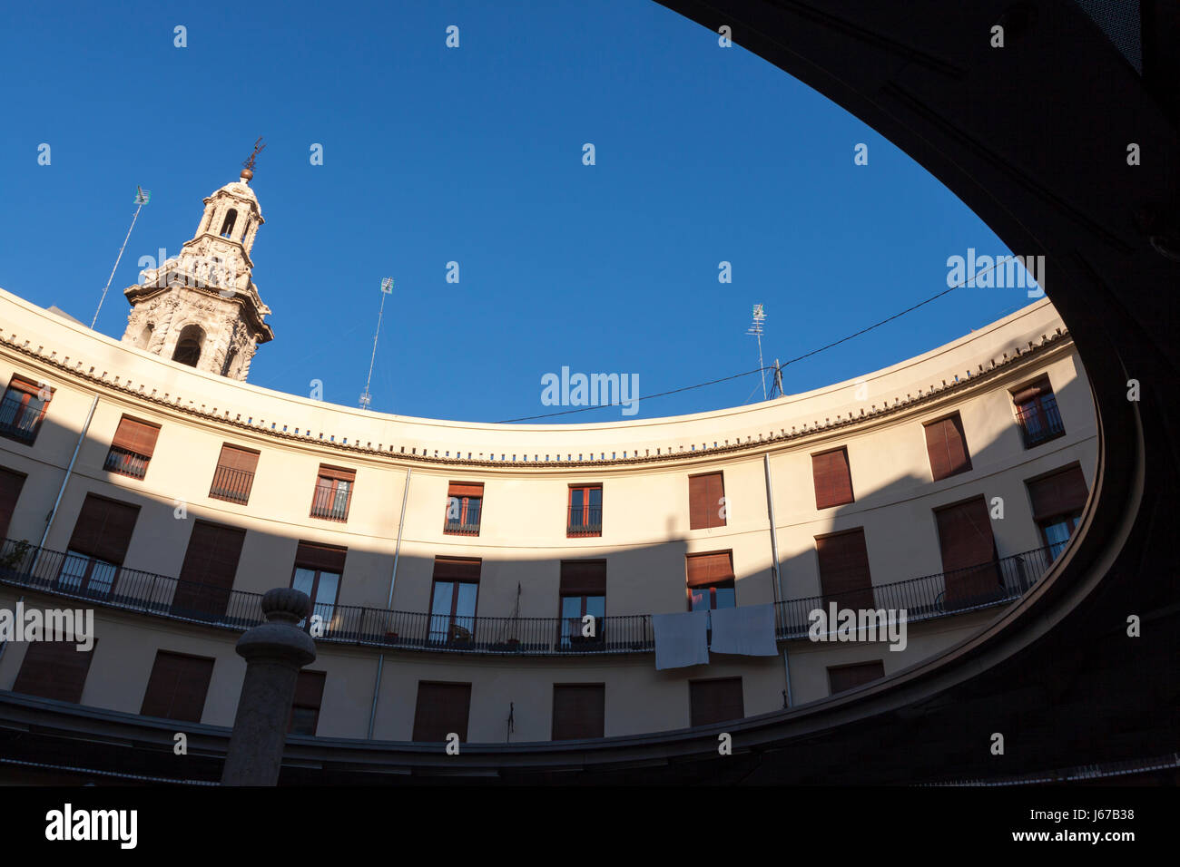 Buildings in redona square at dusk. Valencia, Spain Stock Photo - Alamy