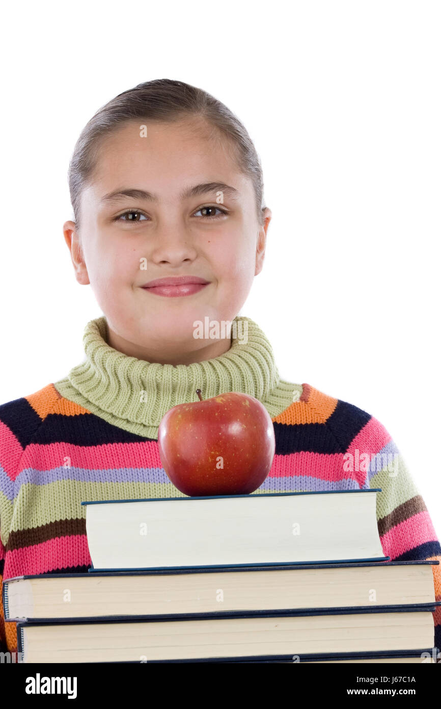 books adorable apple girl girls study humans human beings people folk ...