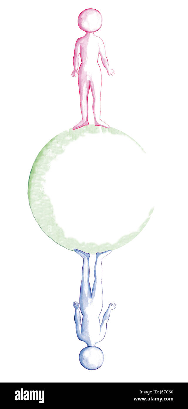 illustration difference across opposite globe planet earth world ...