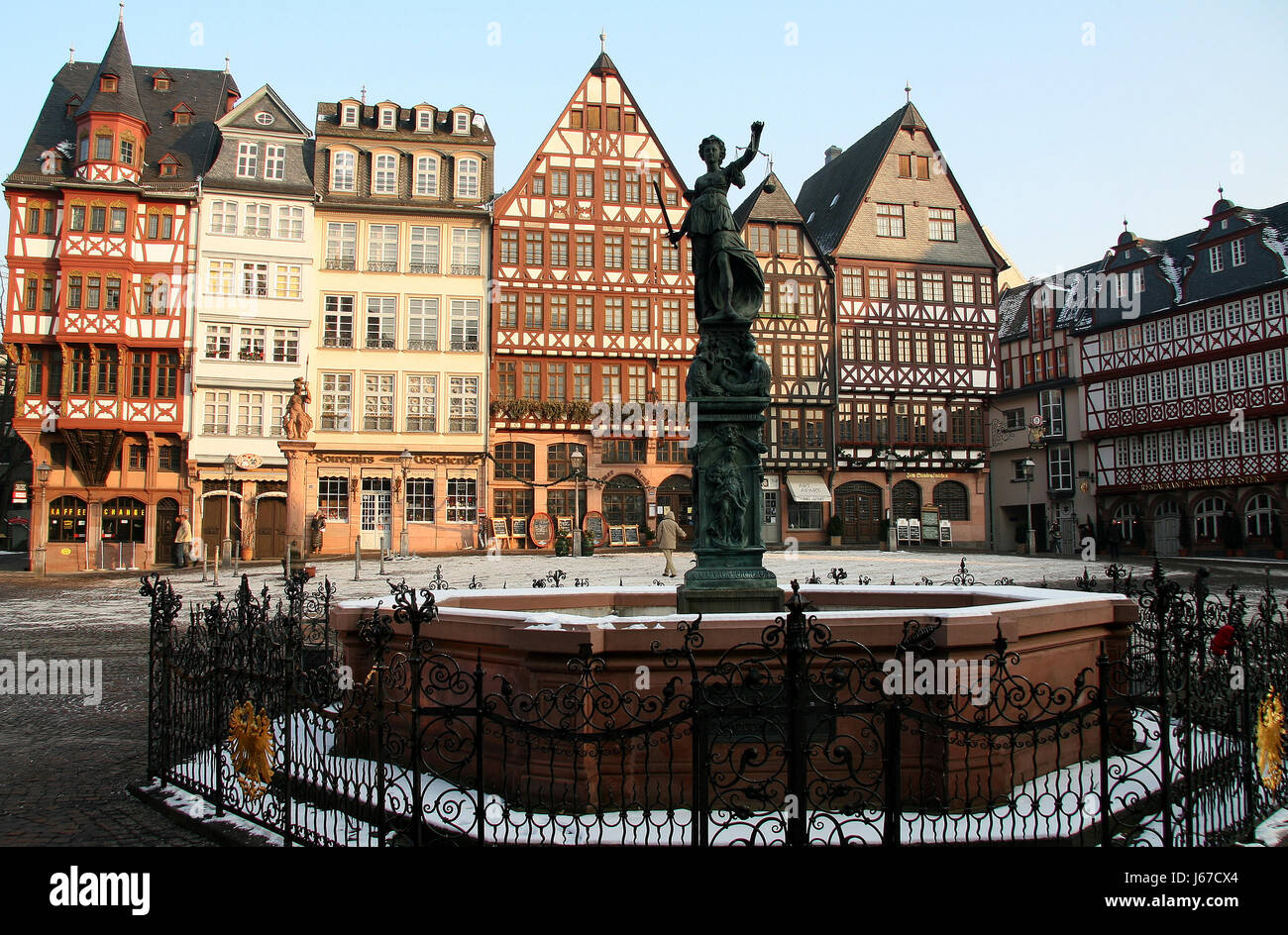 frame-work frankfort roman historical monument winter statue window ...