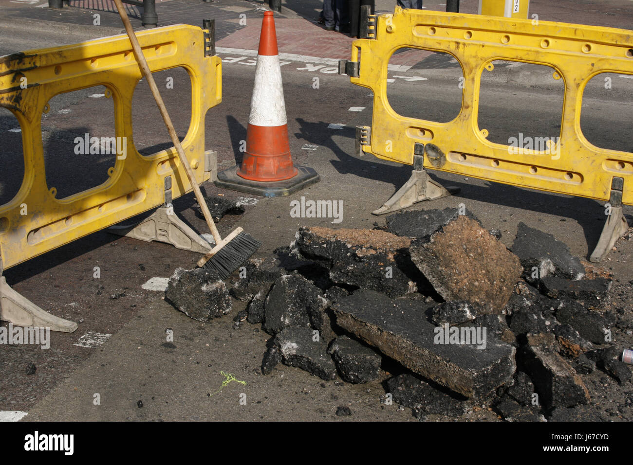barrier debris construction work street road construction site build ...