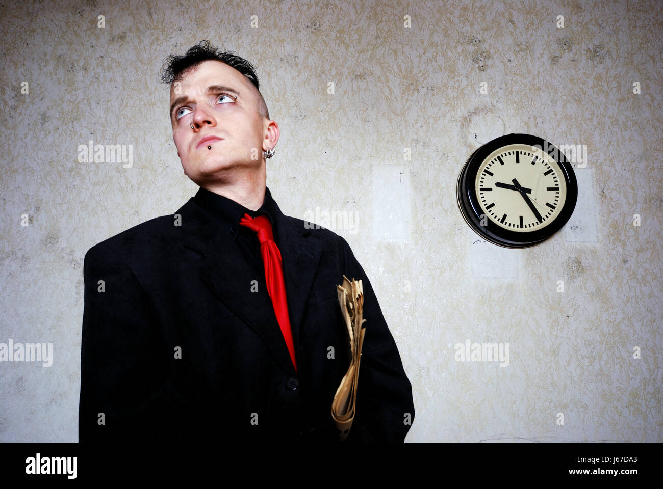 wait waiting clock time alone lonely gothic man earnest newspaper ...