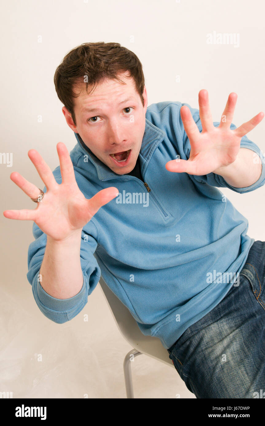 man gesture frighten Stock Photo - Alamy