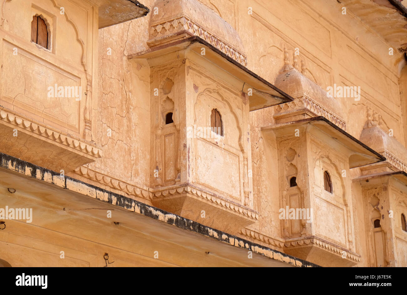Architectural detail of Amber Fort in Jaipur, Rajasthan, India, on ...