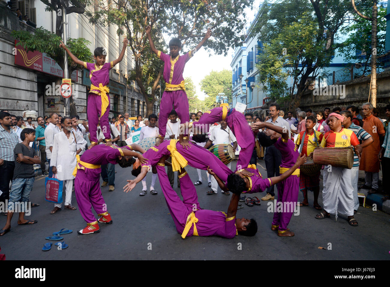 Artist perform Sarabhuj Dance during the rally. Activist organized a ...