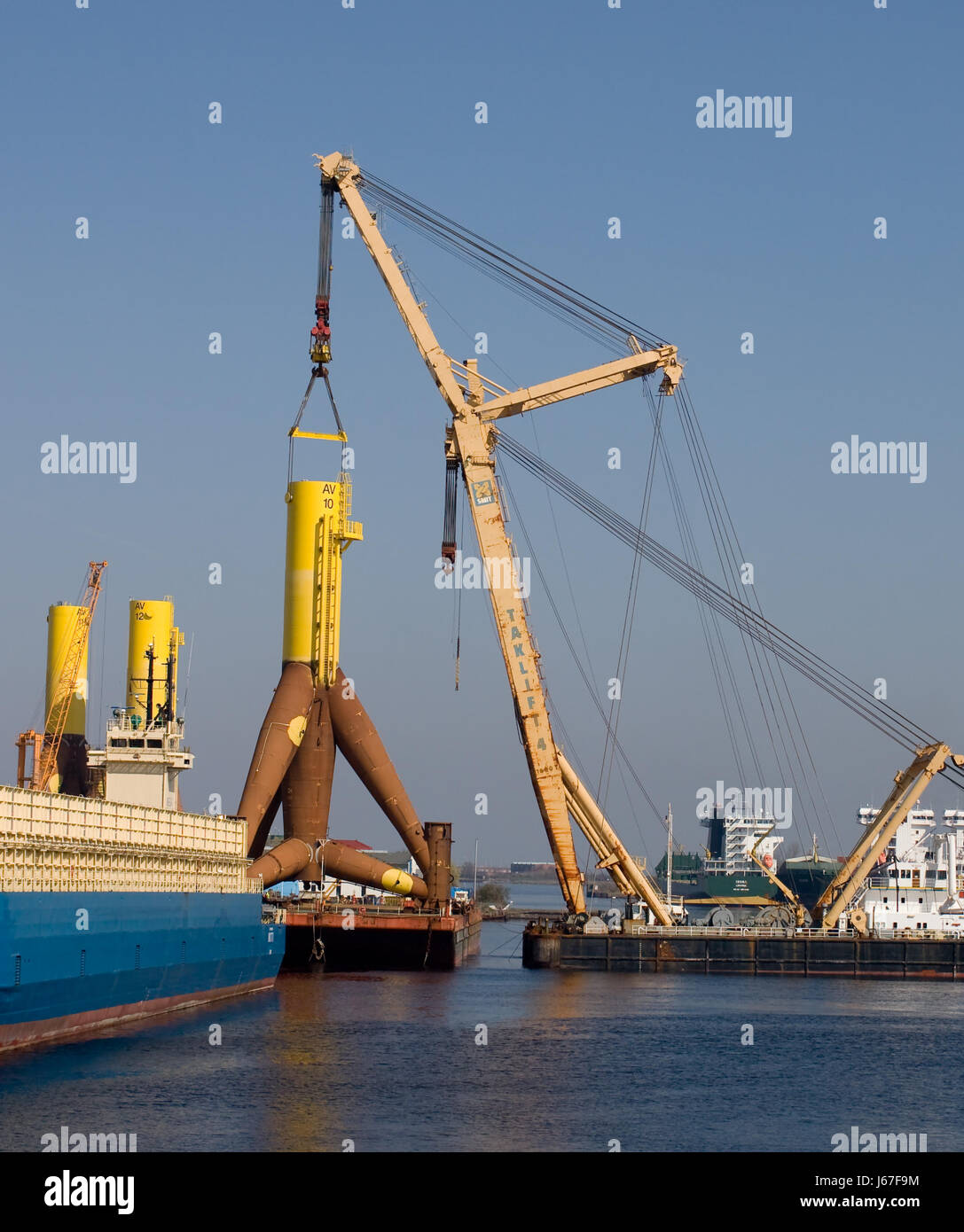 harbor harbours ship pontoon yellow crane blue harbor three harbours ...