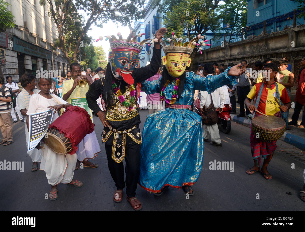 Artist from Dinajpur perform Gomira dance during the rally. Activist ...
