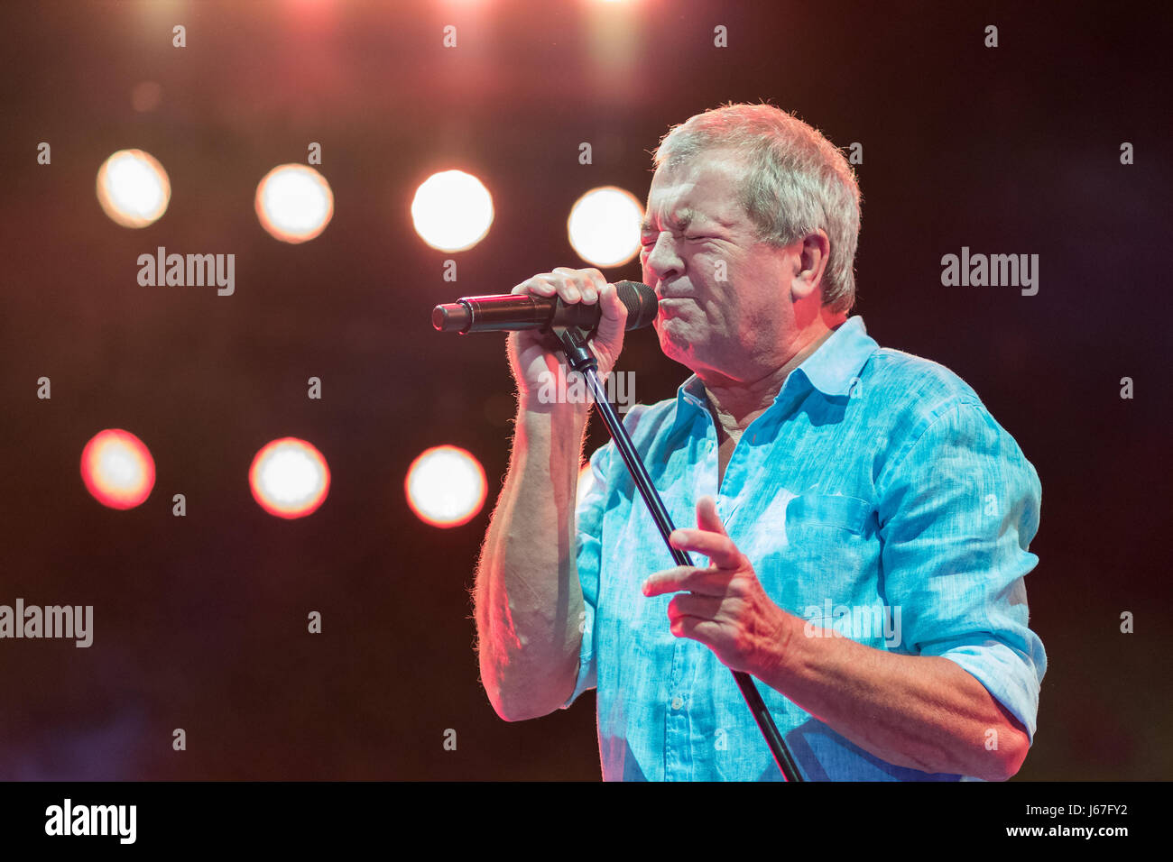 ZAGREB, CROATIA - MAY 16, 2017: Deep Purple lead singer Ian Gillan on ...