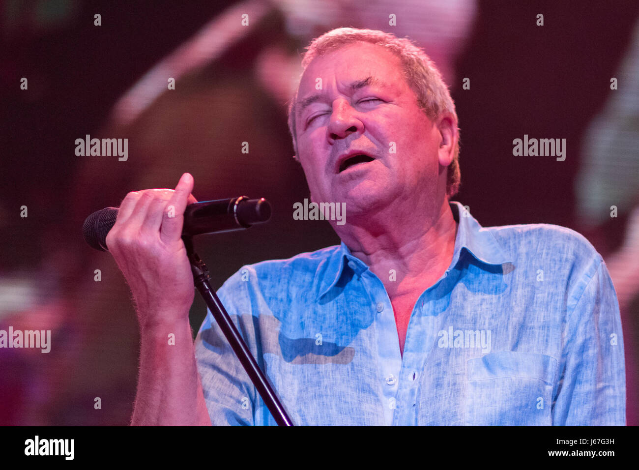 ZAGREB, CROATIA - MAY 16, 2017: Deep Purple lead singer Ian Gillan on ...