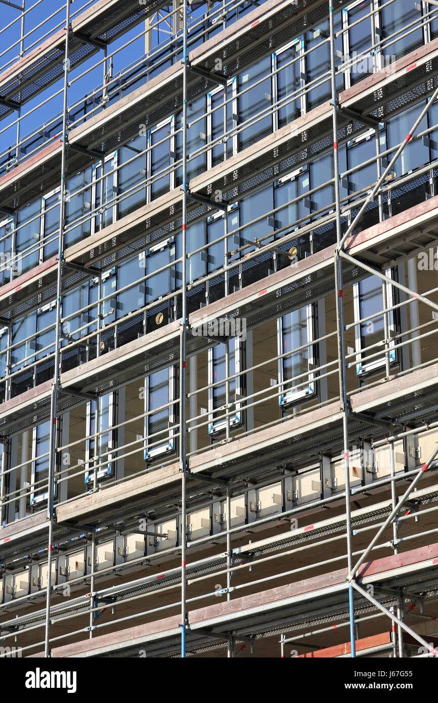 scaffolding at office building currently under construction Stock Photo ...
