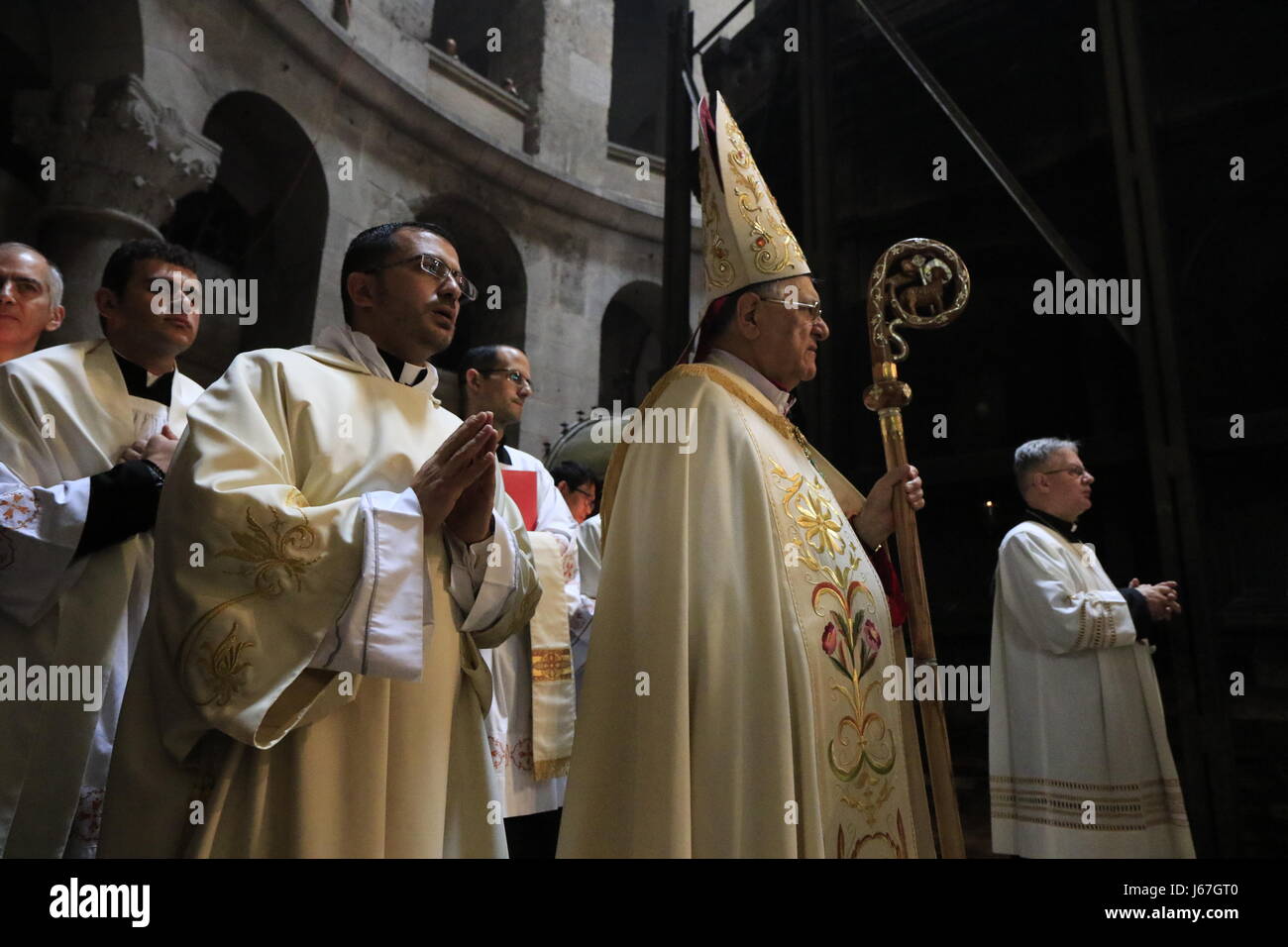 Israel, Jerusalem, the Latin Patriarch of Jerusalem Fouad Twal presides ...
