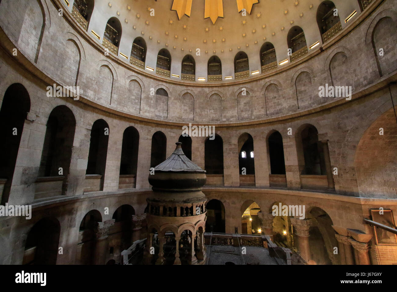 Israel, Jerusalem, the rotunda at the Church of the Holy Sepulchre ...