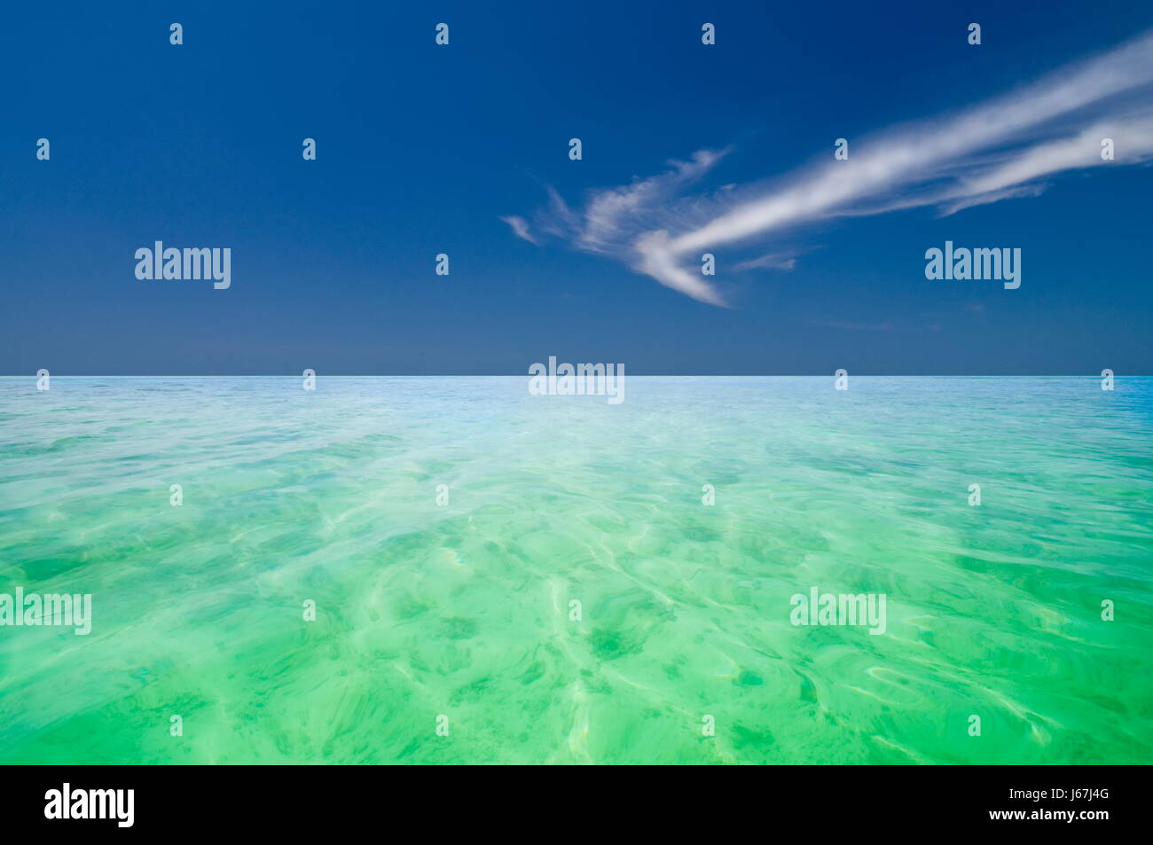 blue green turquoise firmament sky salt water sea ocean water unclouded ...