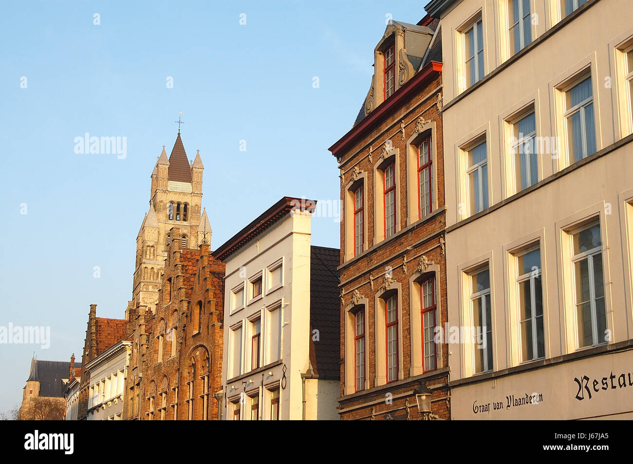 church belgium storefronts gable bruges tower buildings church sights ...