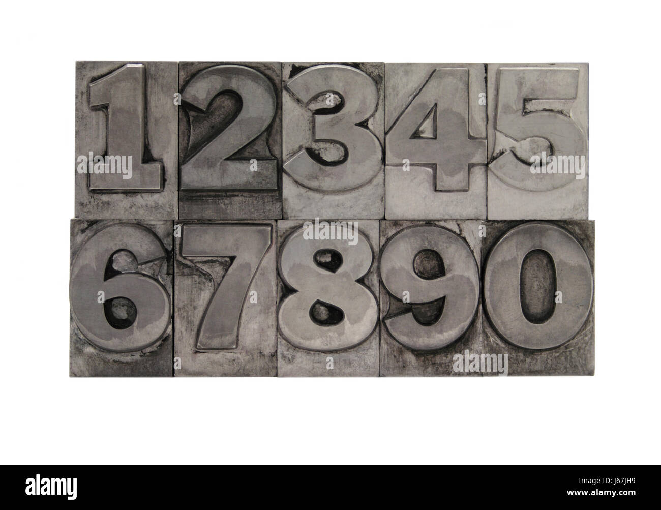 type model build metal letterpress lead old numbers isolated black ...